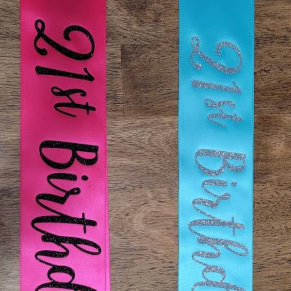 21st Birthday Sash | Birthday Party Sash Custom Party Sash Personalized ...