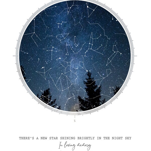 In Loving Memory Memorial Star Map Sympathy Gifts | Celebration of Life ...
