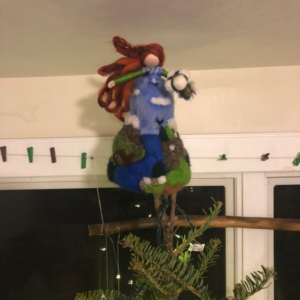 Pagan Tree Topper, Wiccan Tree Topper, Landscape Tree Topper, Felted ...