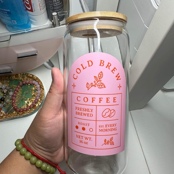 Cold Brew Coffee Cup, Cute Iced Coffee Cup, Iced Coffee 20oz Cup, Tall ...