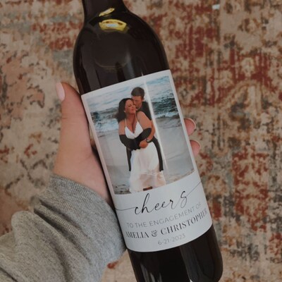 Wedding Photo Wine Bottle Label, Personalized Wine Label, Custom ...
