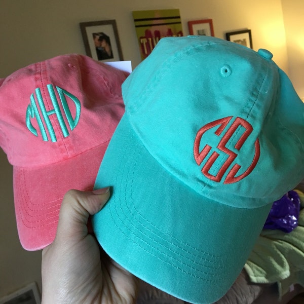 Ladies' Monogram Baseball Cap - Circle Shaped Letters - Custom Color ...