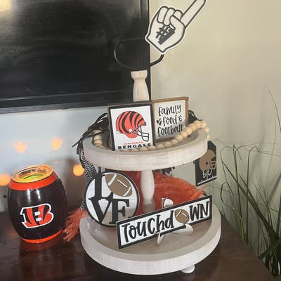 5 Boo & Eek 3D Circle Signs for Halloween Tiered Tray, Black and White ...