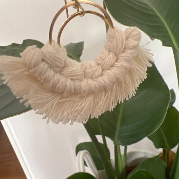 Macrame Earrings, Handmade Earrings, Asymmetric Hoops Earring, Handmade ...