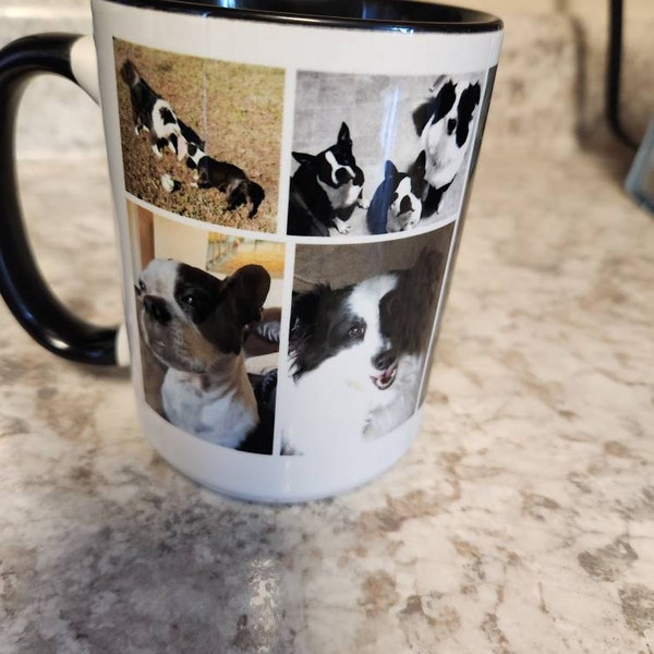 Custom Photo Collage Mug, Photo Collage With Text Mug for His or Her ...