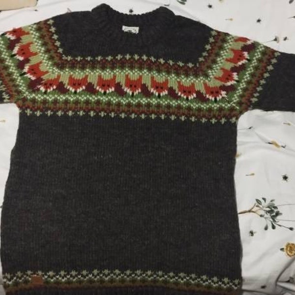 Women's Knitted Fox Jumper - 100% Wool | Pachamama - Etsy