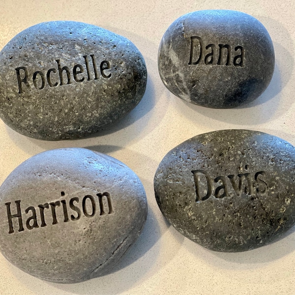 Custom Engraved Word Stone Personalized Grey Stone - Etsy