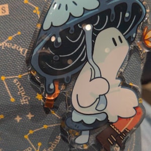 Blue Mushroom Ghost Enamel Pin 1.5in - Etsy