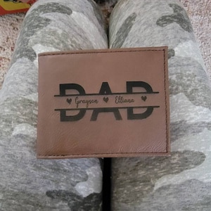 Personalized Kids Name Leather Wallet for Dad, Best Father's Day Gift ...