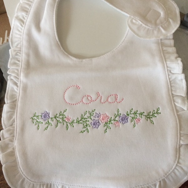 Floral Bib / Girl Flower Bib / Girl Personalized Bib / Floral ...