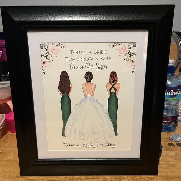 Today a Bride, Tomorrow a Wife, Forever Our Sister, Wedding Print for ...