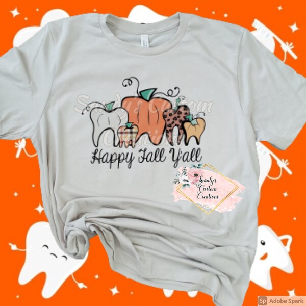 Happy Fall Y'all, Pumpkin Teeth PNG, Dental Design, Digital Download ...