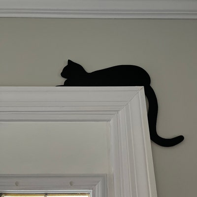Black Cat Decor, Cat Door Corner Sign, Kitty Cat Door Corner, Cat Gift ...