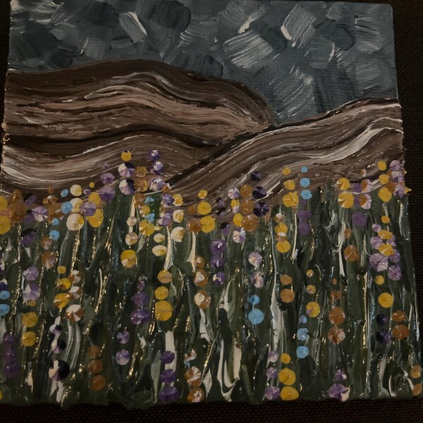 3D Flower Vase | Wood Panel | Floral Texture Art | Original Acrylic ...