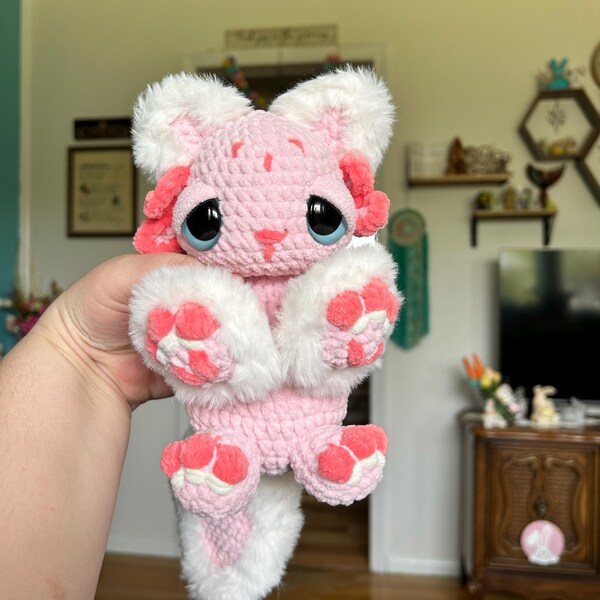 Blossom the Spring Sprite || Pink Fur Ears || Hand Painted Glitter Safety Eyes || READY TO SHIP ...