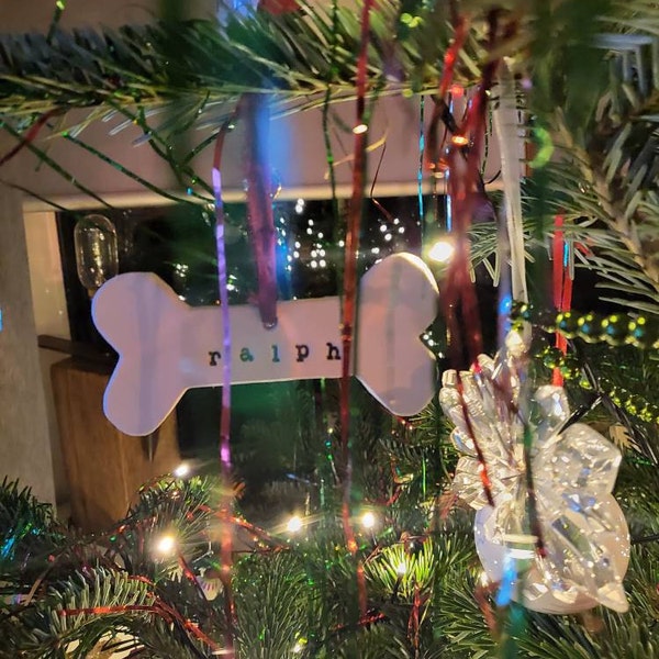 Personalised Dog Bone Clay Tree Decoration, Pet Christmas Decoration ...