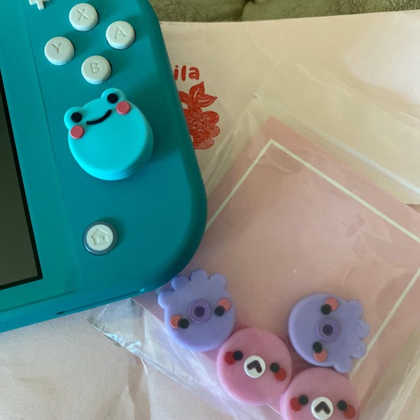 SET OF 3 PAIRS: Pastel Kawaii Creatures Joy-con Stick Caps by Tinkalila ...