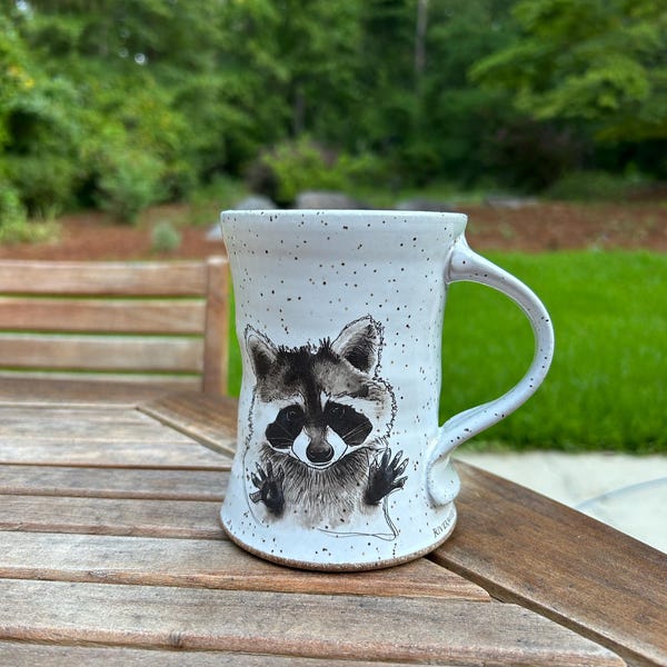Wheelthrown Raccoon Mug Cup - Etsy