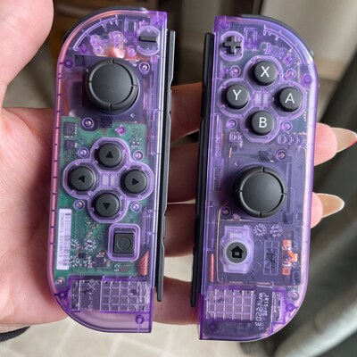 New Custom Nintendo Switch Clear Atomic Purple D-pad Joy-con Controller ...