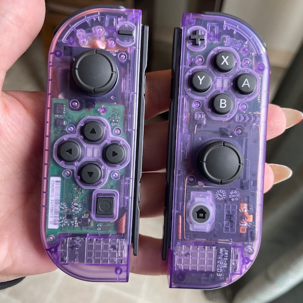 New Custom Nintendo Switch Clear Atomic Purple D-pad Joy-con Controller ...
