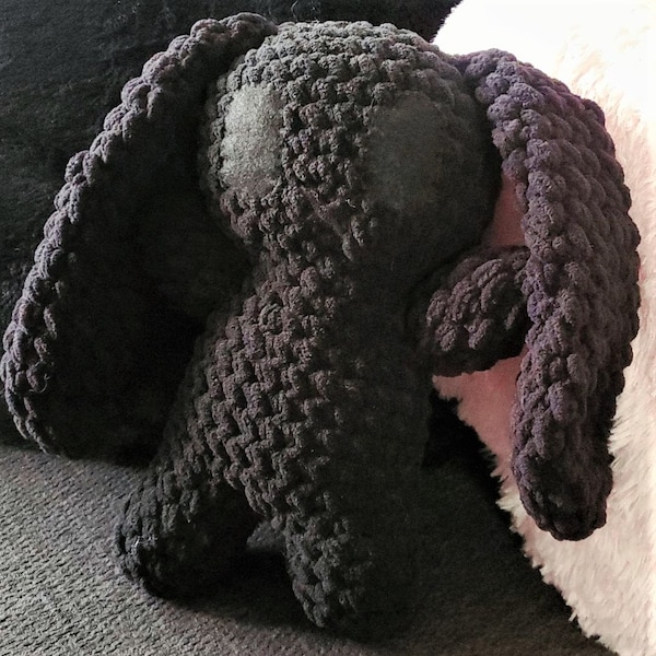 Customizable Large Crochet Bunny- Black, Year of the Rabbit, Creepy ...