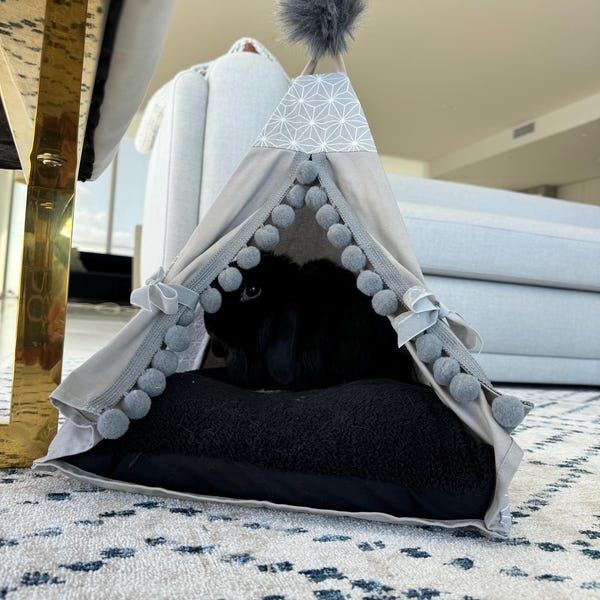 Rabbit Teepee With Soft Cushion - Asanoha Fabric Rabbit House - Small ...