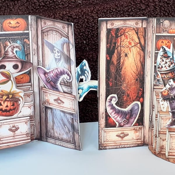 Haunted Wardrobe Pop up Card Printable, Halloween Card, Junk Journal ...