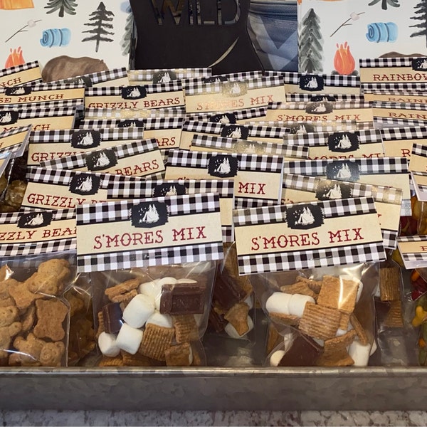 Camping Party, Treat Bag Toppers, Camping Party Favors, Goodie Bags ...