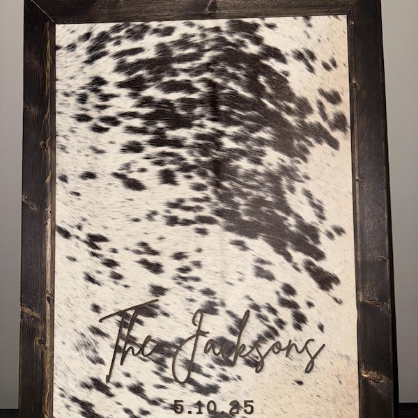 Genuine Cowhide Wedding Ceremony Branding Sign , Personalized Family ...