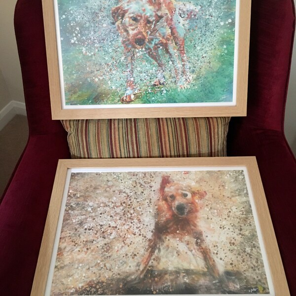 Muddy Splashy Lab Dog Wall Art Print, Yellow Fox Red Labrador Dog ...