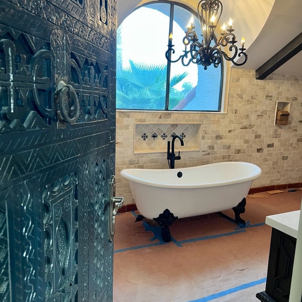 Stunning Double Wooden Door, Moroccan Berber Door, Closet Doors ...