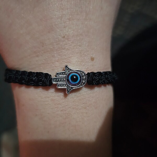 Hamsa Hand Black String Bracelet, for Happiness, Luck, Health, and Good ...