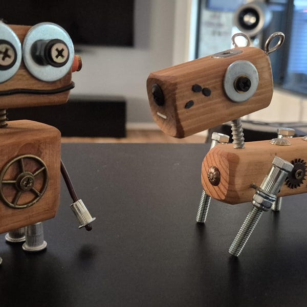 Timothy - Wooden Steampunk Robot Clock - Arabic Numerals (scifi Fantasy ...