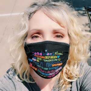 Face Mask Good Vibes black Cotton Mask Reusable Face Mask Hospital Mask ...