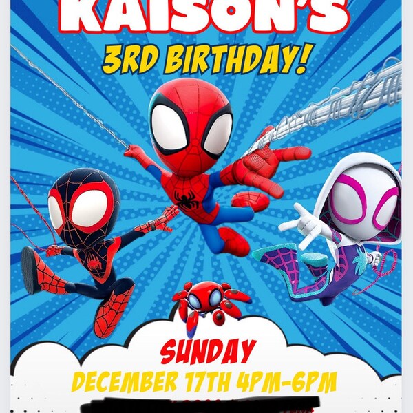Printable Birthday Invitation Spidey Inivtation, Spidey and His Amazing ...