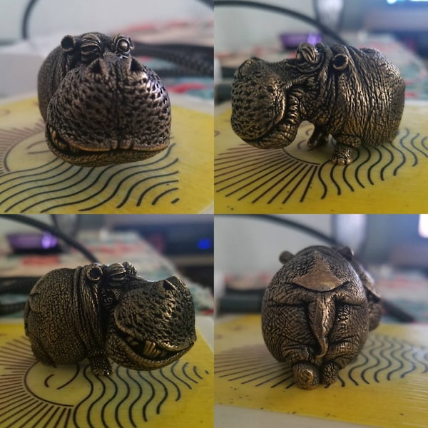 Bronze Miniature Hippopotamus Bronze Figurine Hippo collectible ...