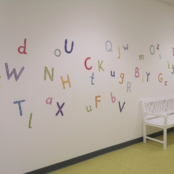 Watercolor ABC Wall Decals, Uppercase Letters Fabric Wall Stickers ...