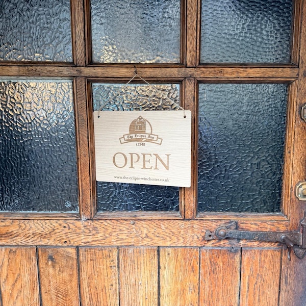 Personalised Wooden Open and Closed Sign for Business - Eco-friendly 2 ...