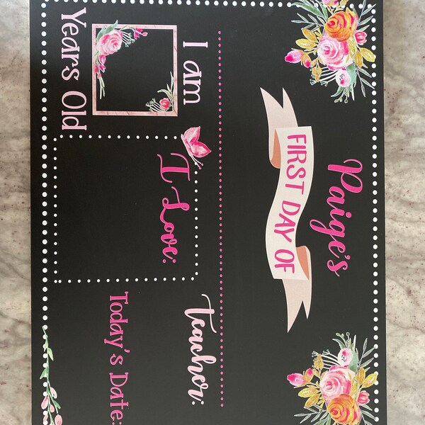 First Day of School Sign, Real Reusable First Day of School Sign for ...