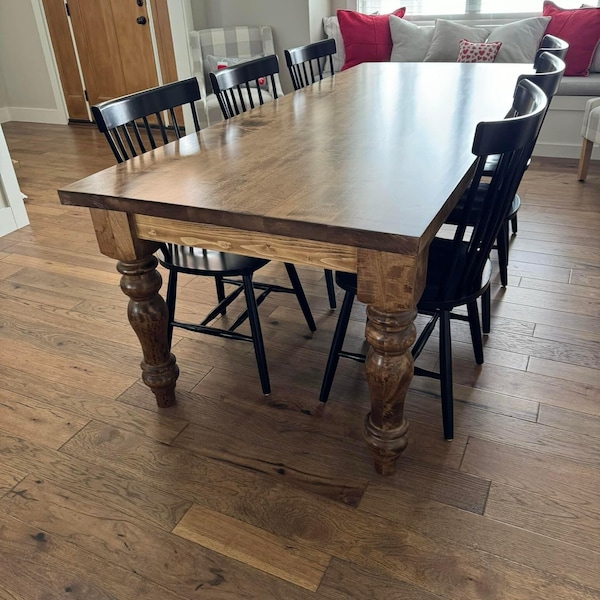 Chunky Unfinished Hardwood Farmhouse Dining Table Legs, Set of 4 ...