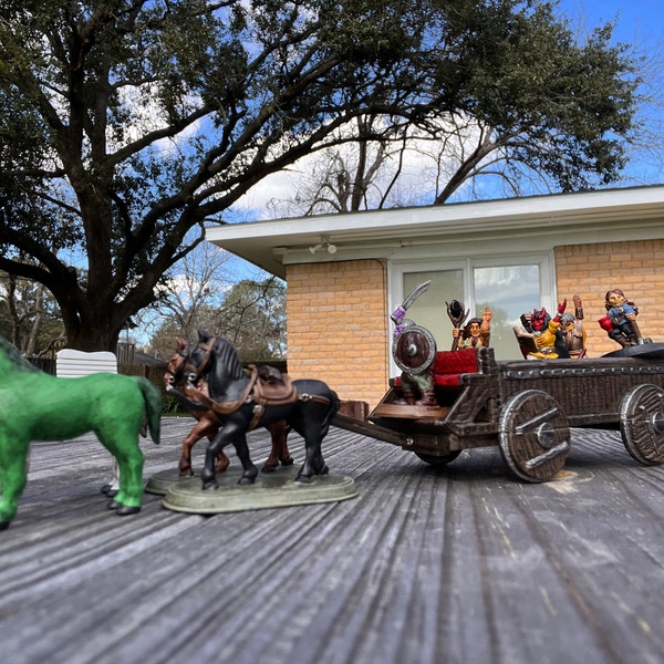 Horse & Wagon Cart Set 28mm Scale Fantasy Scatter Terrain Model for RPG ...