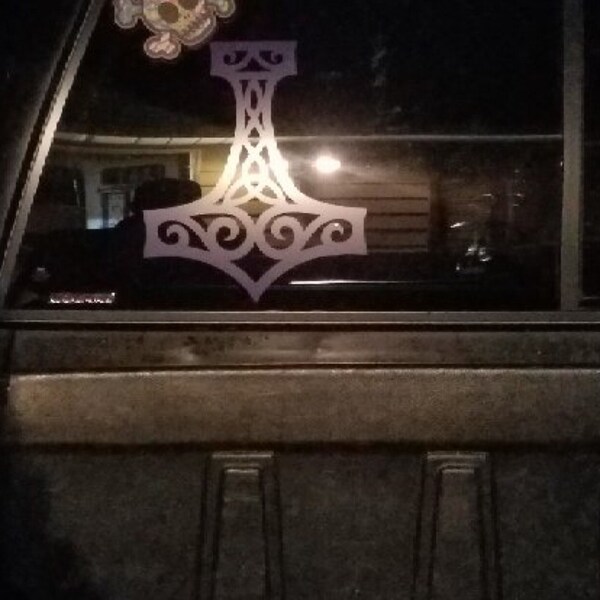 Thor's Hammer Mjolnir Vinyl CAR DECAL, Pagan Asatru Norse Viking ...