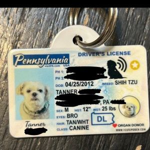 Texas Driver Dog Id Tag Personalized License, Durable Dog Tag, Double ...