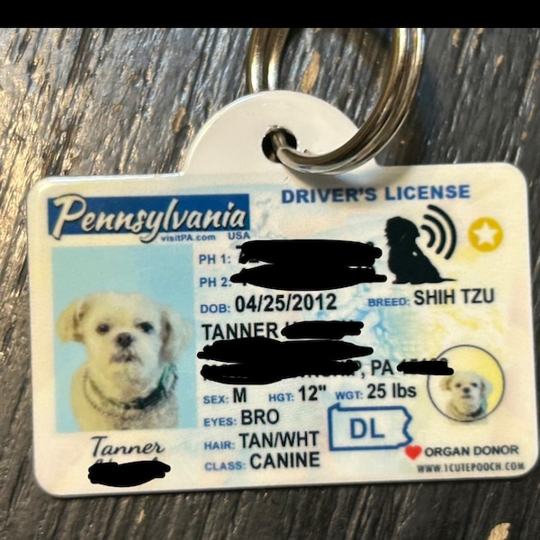 Pennsylvania Driver License Custom Pet ID Tags - Personalized Dog Tags ...