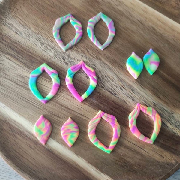 Small Ella - Shell Inspired Embossed Drop Dangle With Hole Polymer Clay ...