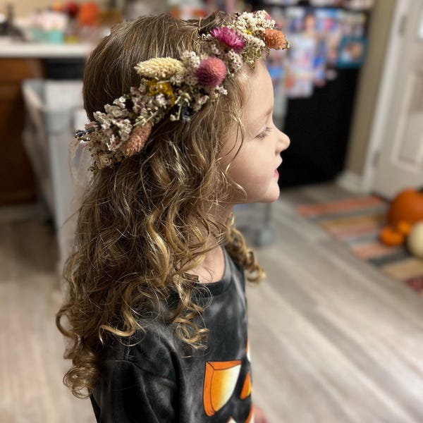 Spring Colored Dried Flower Wedding Crown, Bohemian Wedding Bride Crown ...