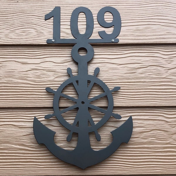 Anchor Custom Address Sign, Nautical House Numbers, Steel - Etsy