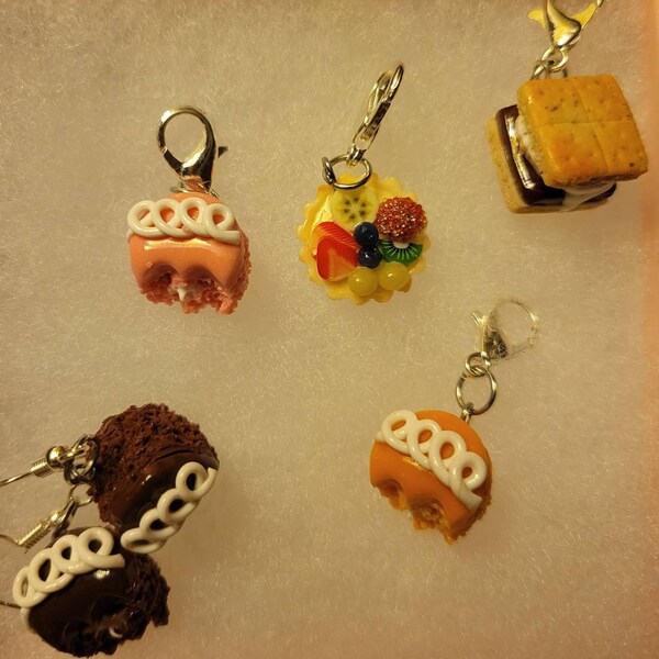 Fruit Tart Charm, Miniature Food Jewelry, Polymer Clay Fruit Tart ...