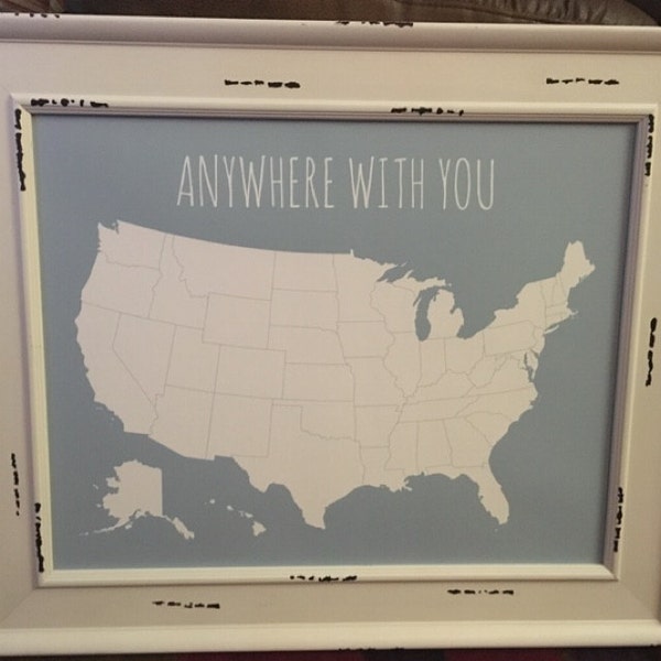 United States Map | Romantic Gift for Him | Unframed Couples Travel Map ...