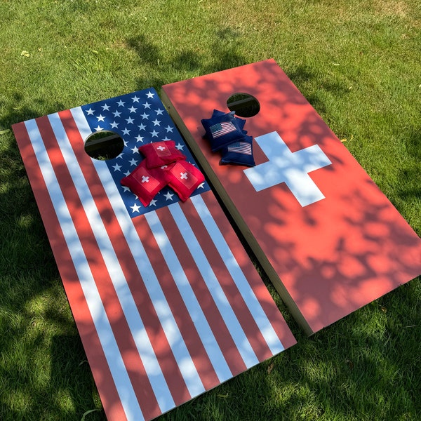 Blue and Red Stripes Cornhole Boards WSOC Runway Series Officially ...